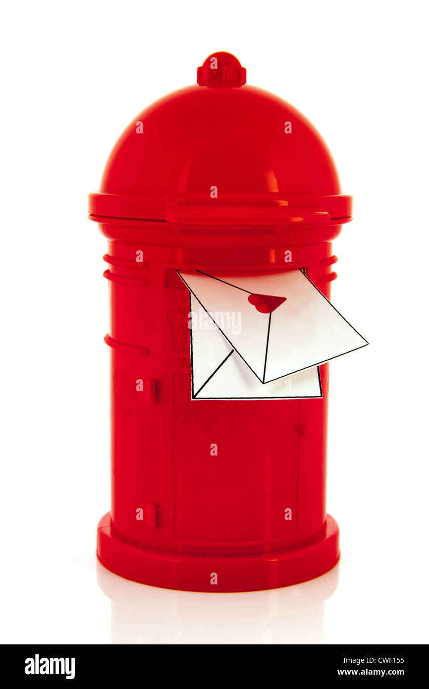 Red post box with love letters Stock Photo - Alamy