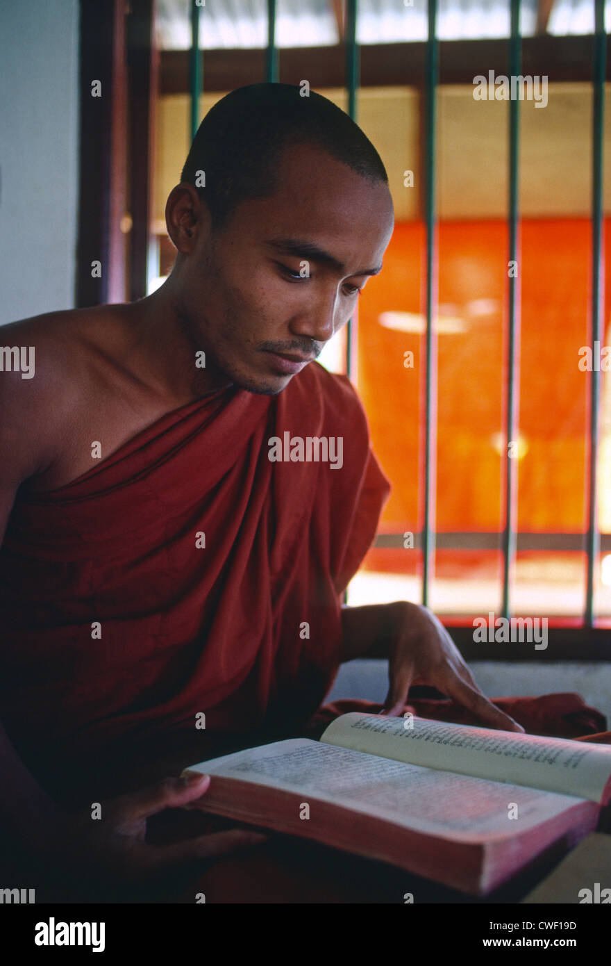 Buddhist monk reading scripture hi-res stock photography and images - Alamy