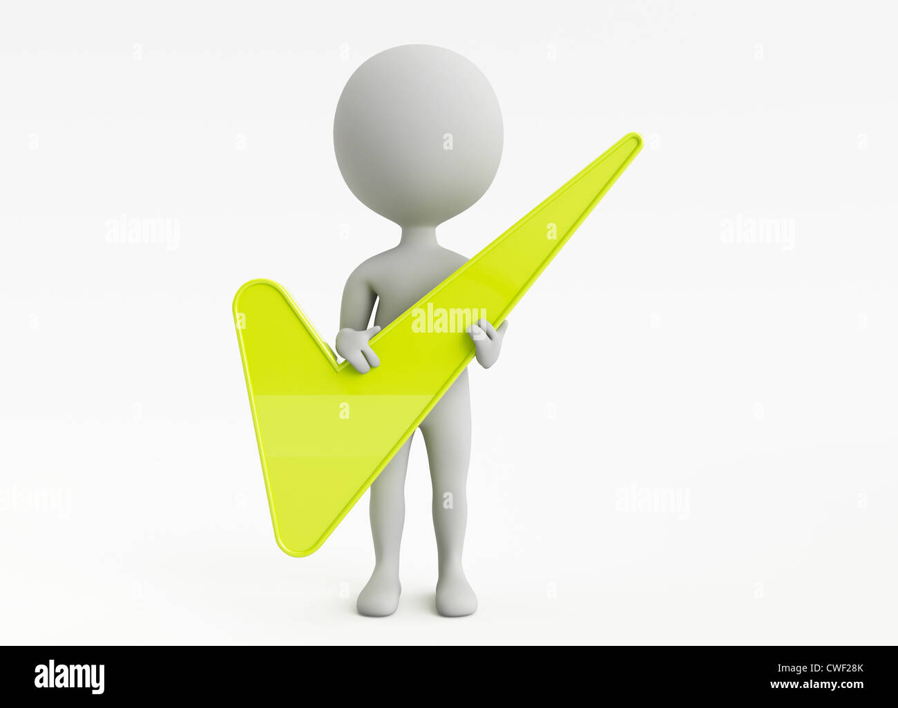 3d humanoid character hold a Green checkmark sign Stock Photo - Alamy