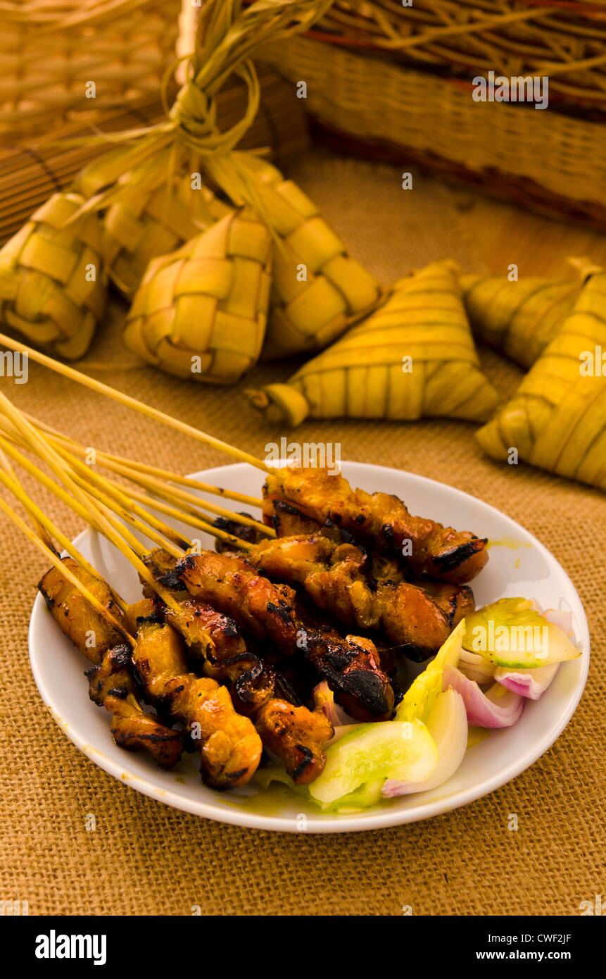 satay malay hari raya foods ,focus on satay Stock Photo - Alamy