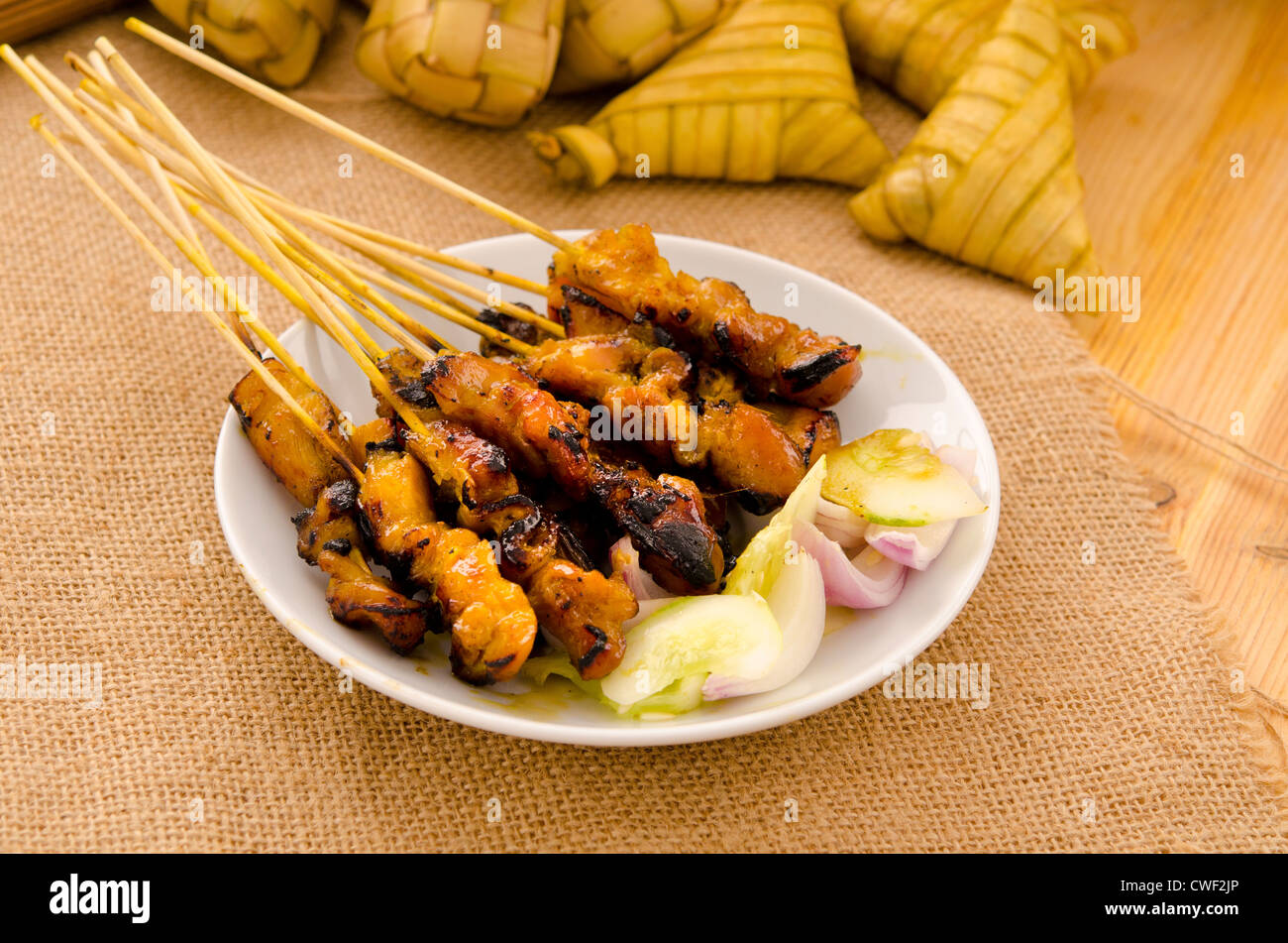 satay malay hari raya foods ,focus on satay Stock Photo - Alamy