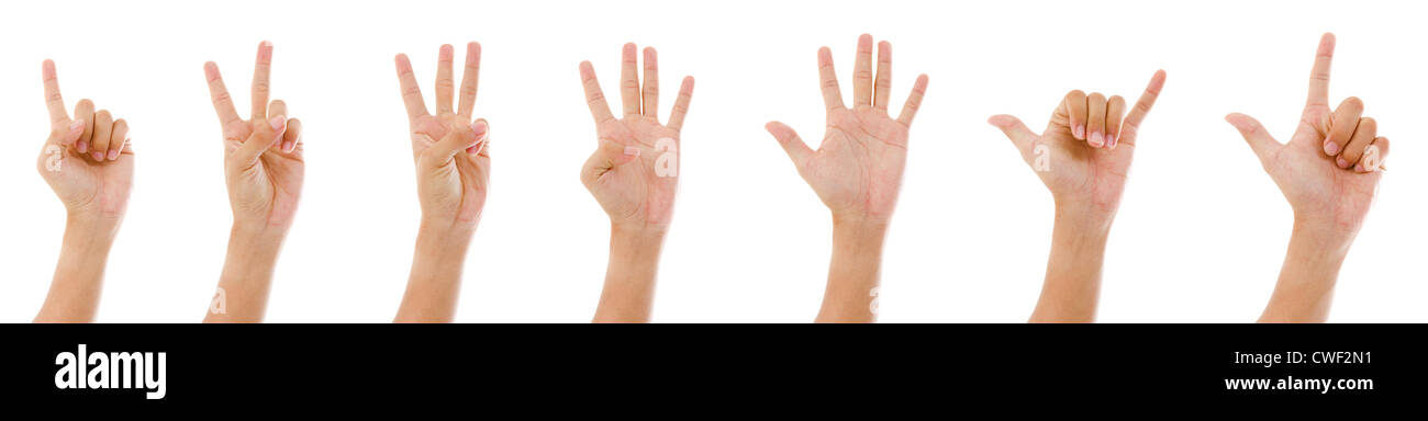 hand sign 1 to 7 Stock Photo - Alamy