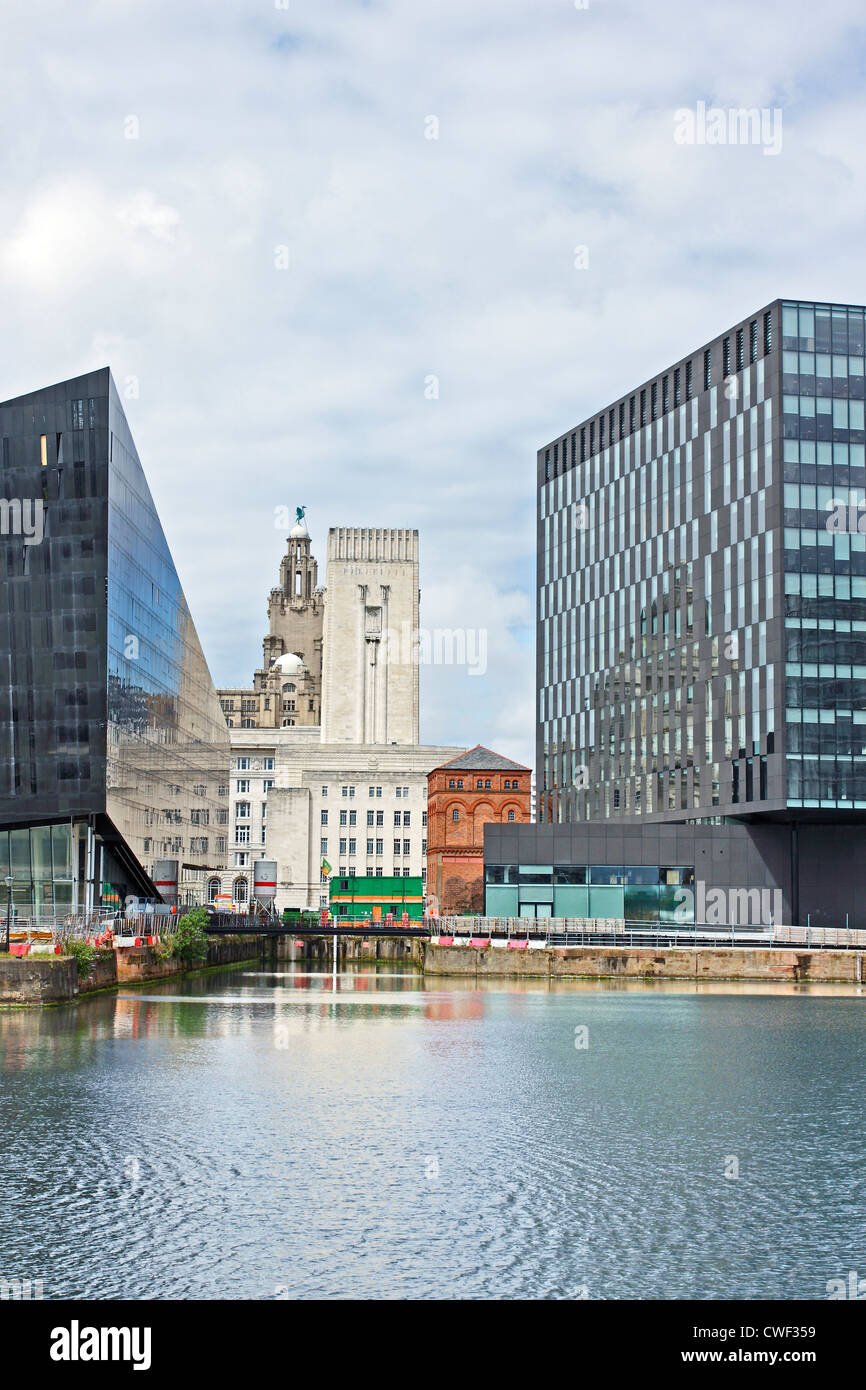 A view of the historic Liver Buildings in Liverpool, Merseyside ...
