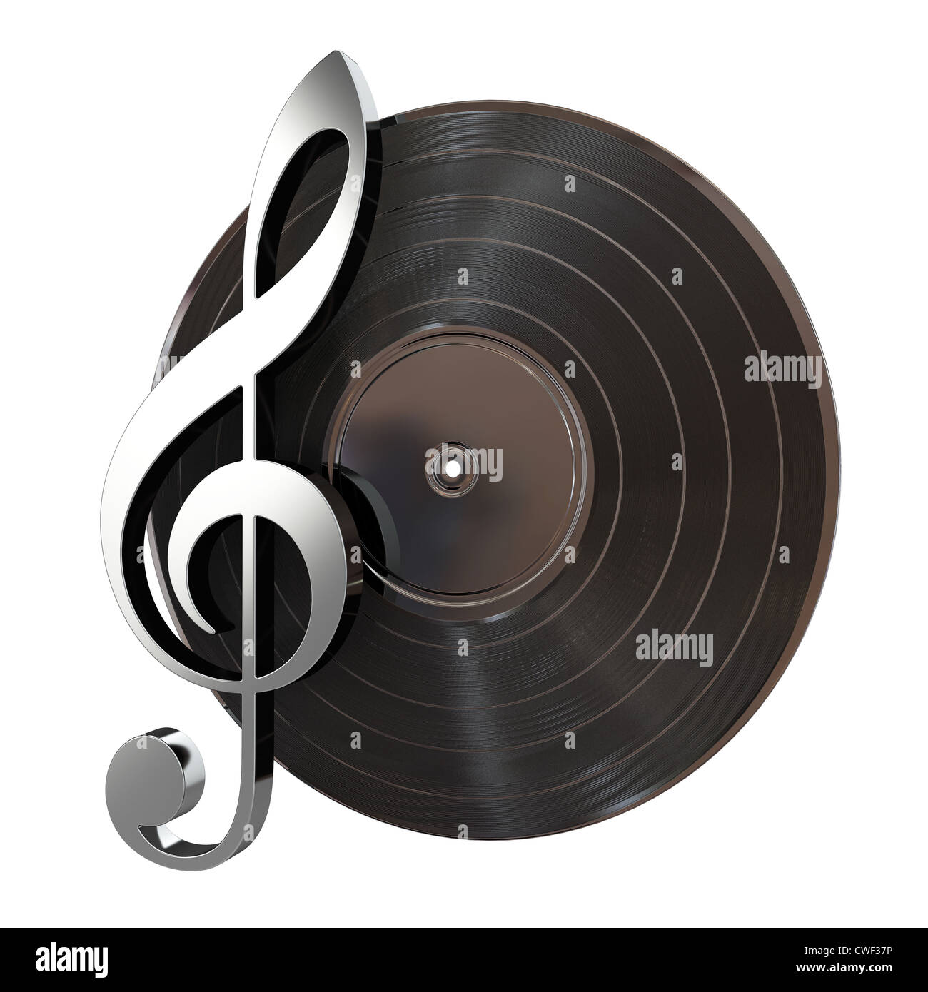 3d render of vinyl record with music key Stock Photo - Alamy