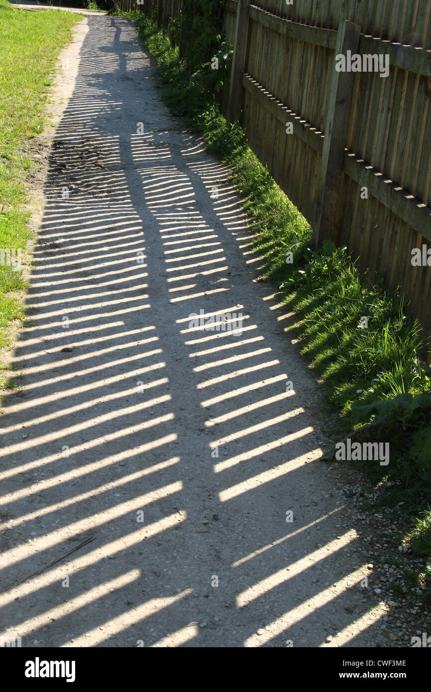Shadows of a fence pattern vertical format Stock Photo - Alamy