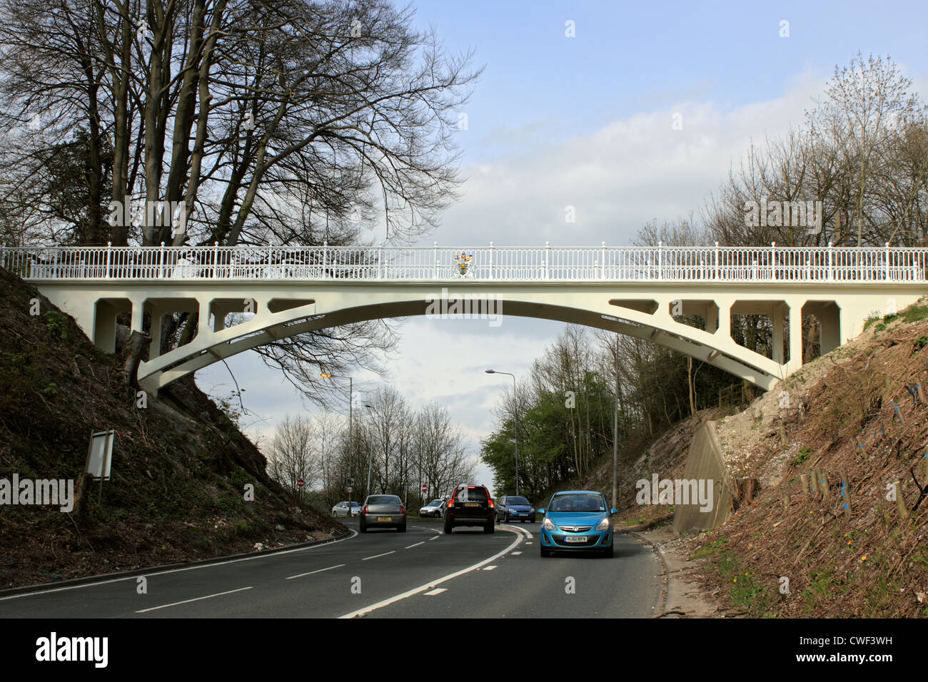 New footbridge crossing A217 Reigate Hill Surrey England UK Stock Photo ...