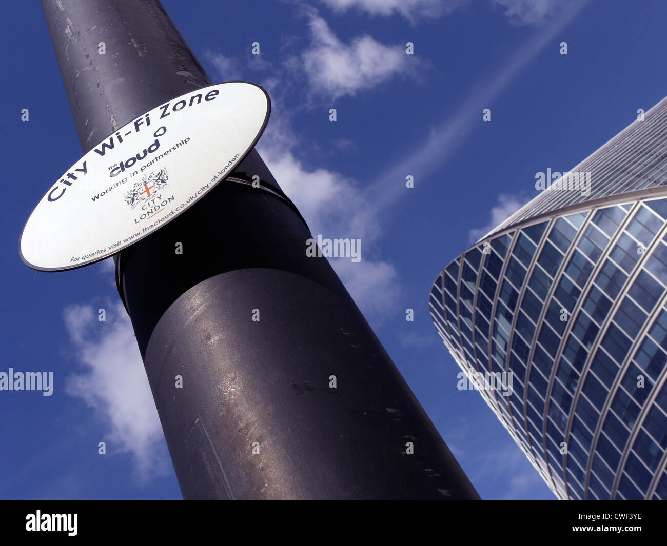 City Wi-Fi Zone signage for 'The Cloud' in Moorgate London, UK ...