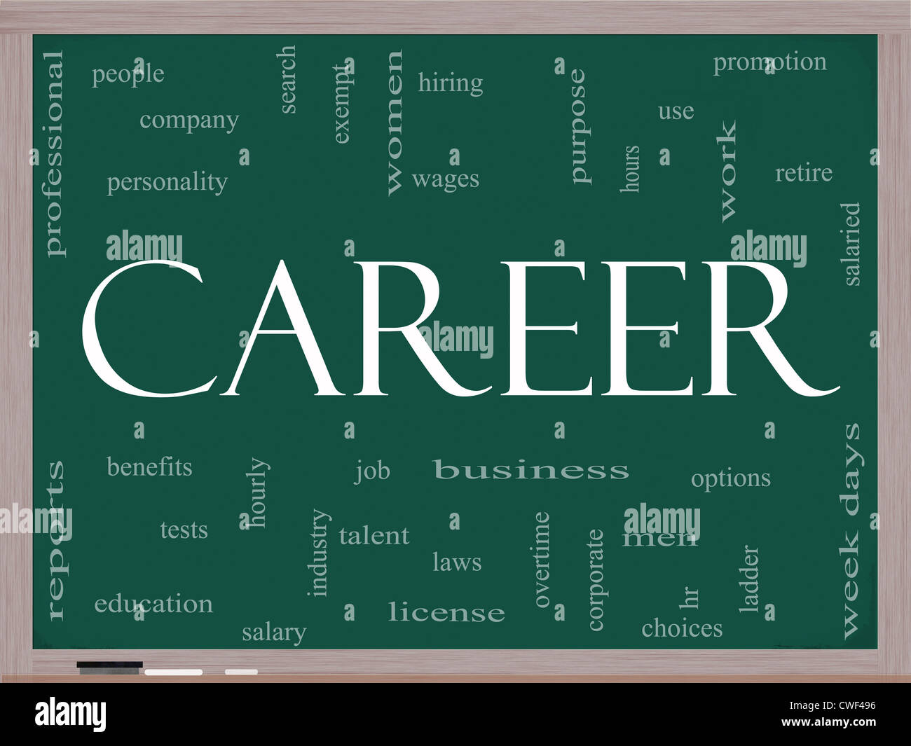 Career Word Cloud Concept on a Blackboard with great terms such as ...