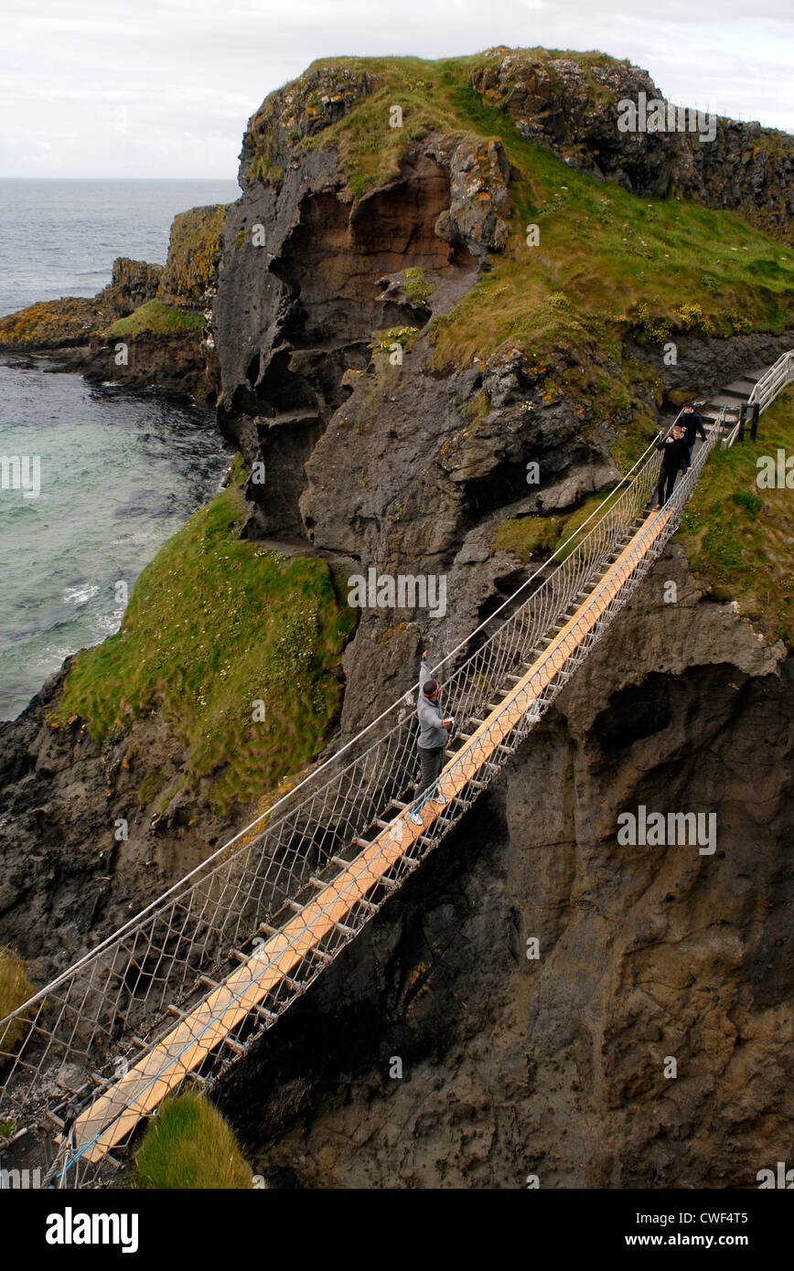 The hanging bridge Carrick-a-Rede, in Larrybane, Coastal Road, County ...