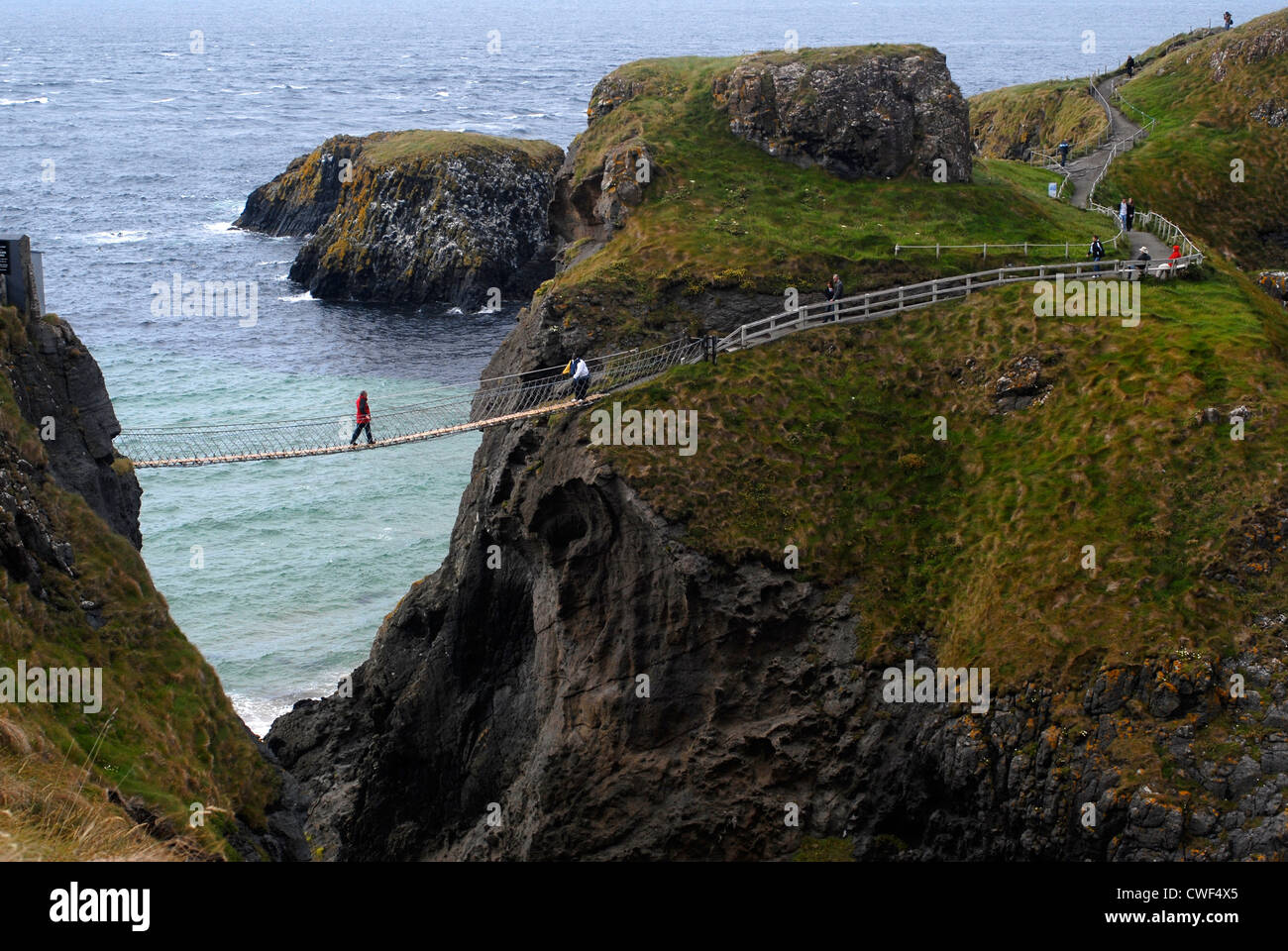 The hanging bridge Carrick-a-Rede, in Larrybane, Coastal Road, County ...