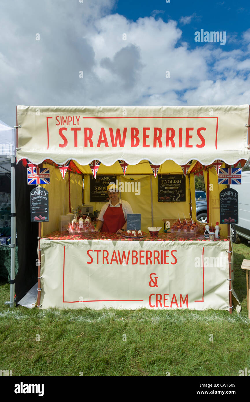 Strawberries and cream stall at a country show in the UK Stock Photo ...
