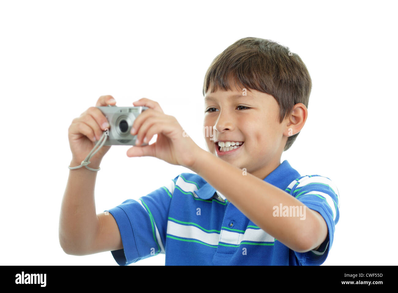A young boy with a compact digital camera Stock Photo - Alamy