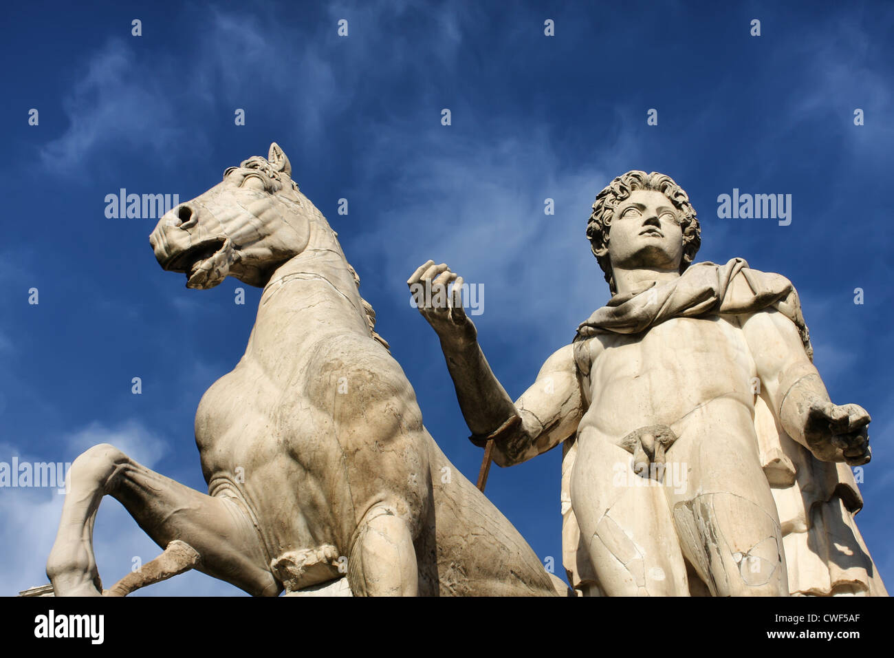 Statue of Castor with a Horse at Capitoline Hill in Rome Stock Photo ...