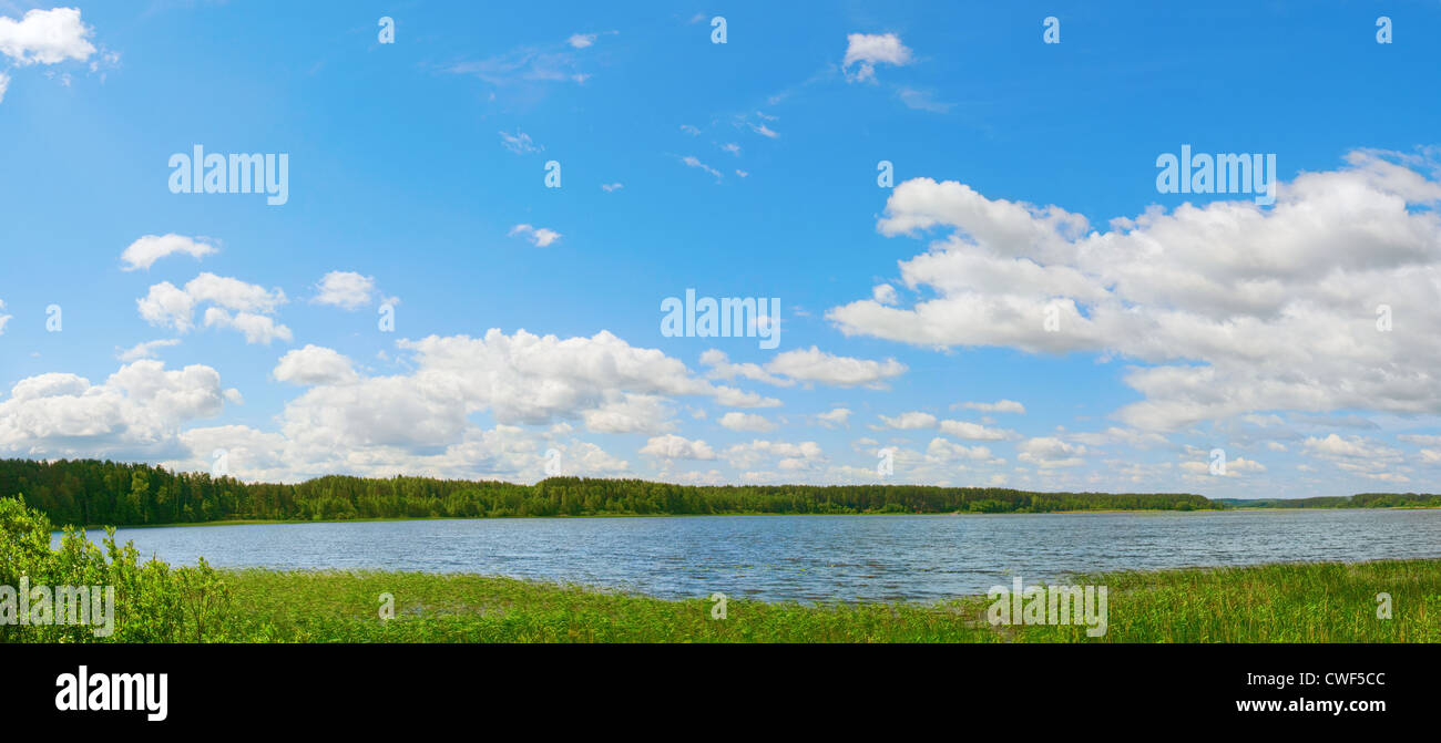 Summer lake panorama Stock Photo - Alamy
