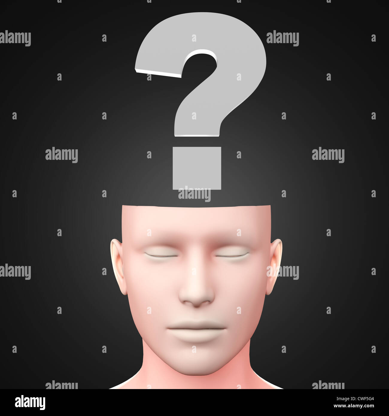 Question mark in the head Stock Photo - Alamy