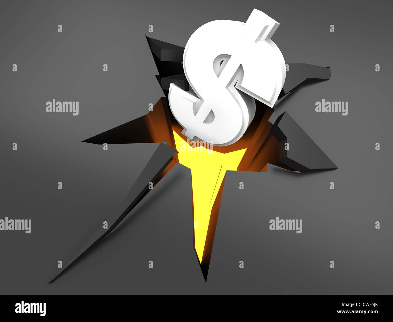 The dollar crashing into the floor Stock Photo - Alamy