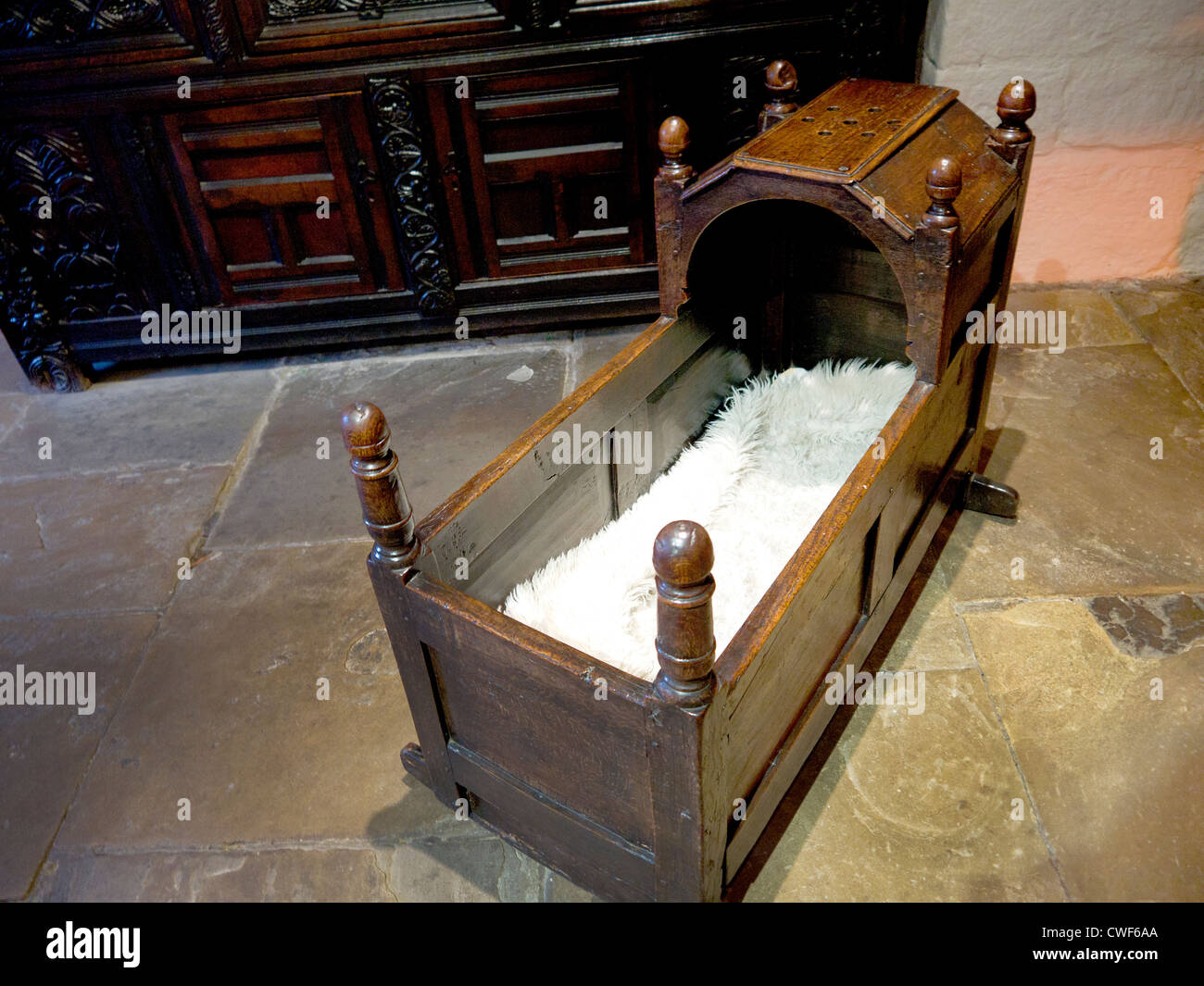 Wooden Cradle in The Old Manor House now a museum in the Spa Town of ...