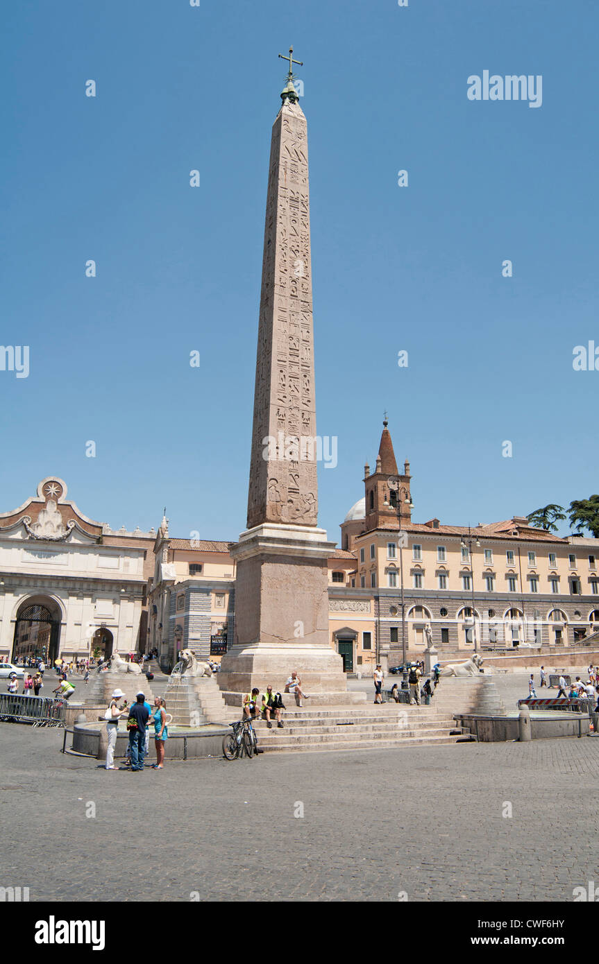 The Obelisco Flaminio in the Piazza del Popolo in Rome, Italy, Europe ...