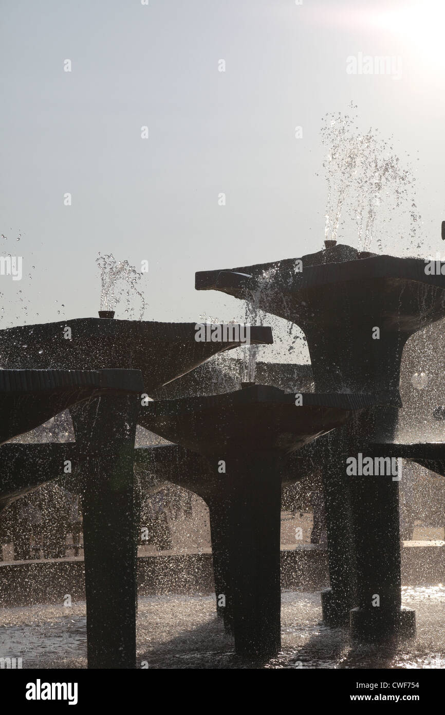 Outdoor sunlight Reflecting Pool Fountain Creates Poland Stock Photo ...