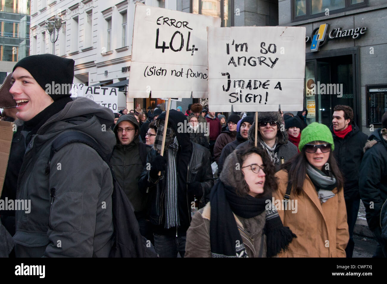 Anti Acta demonstration in Berlin, Germany Stock Photo - Alamy