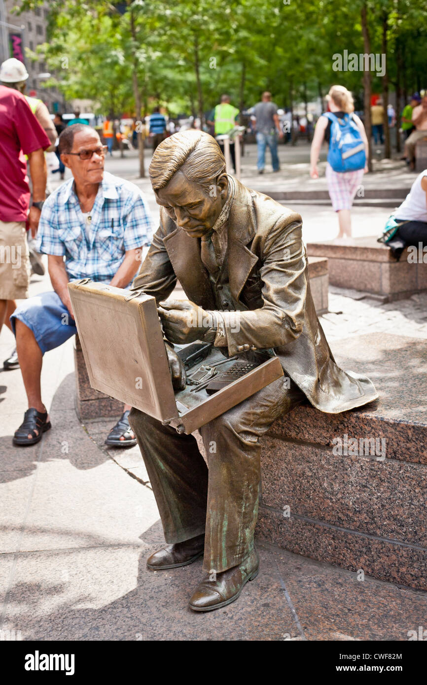 Bronze businessman sculpture called Double Check, Zucotti Park, lower ...
