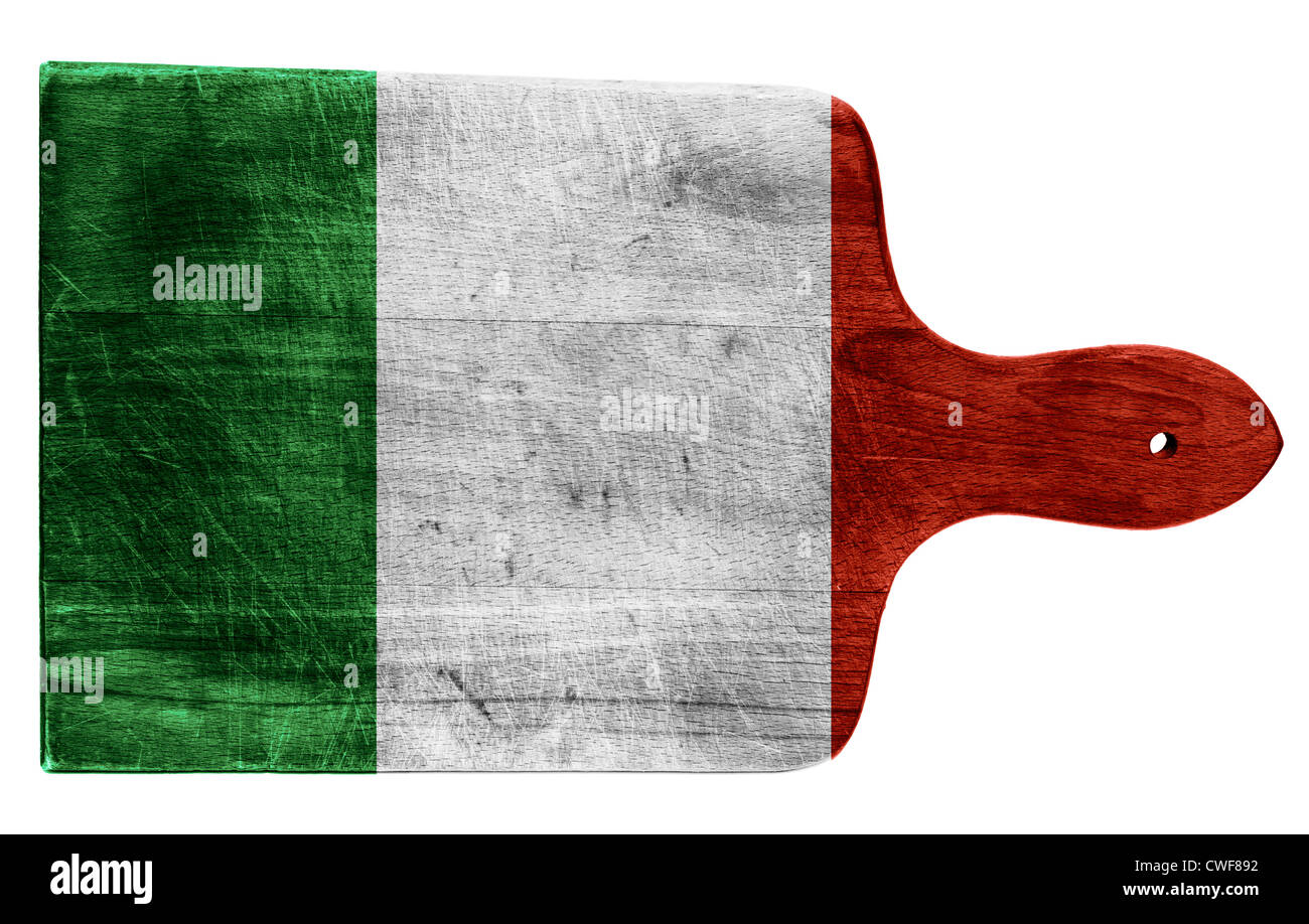 Textured Italian Flag Painted On Old Heavily Used Chopping Or Cutting textured-italian-flag-painted-on-old-heavily-used-chopping-or-cutting