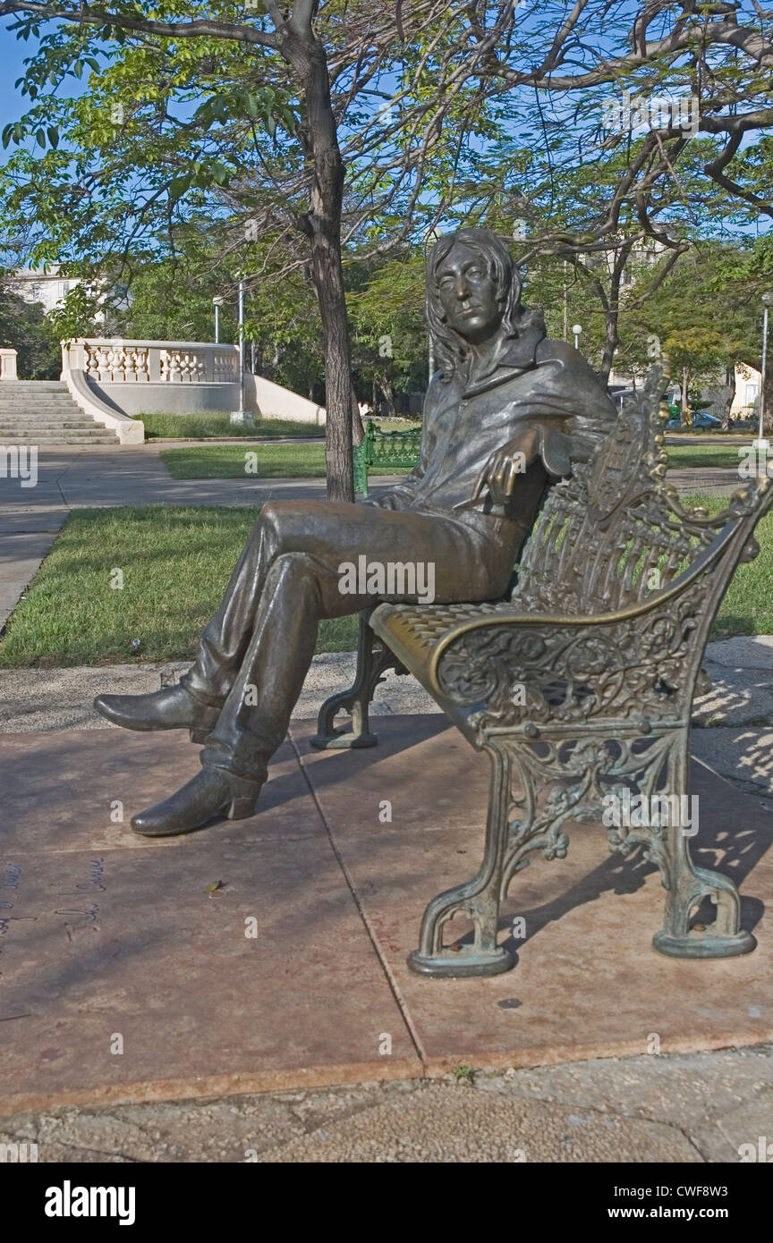 CUBA, Havana, John Lennon Park, seated statue of John Lennon Stock ...