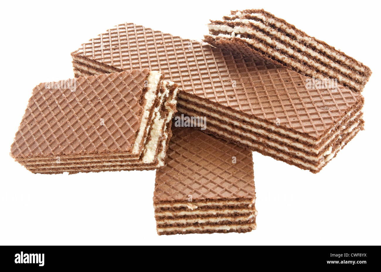 Brown waffles on white background Stock Photo - Alamy