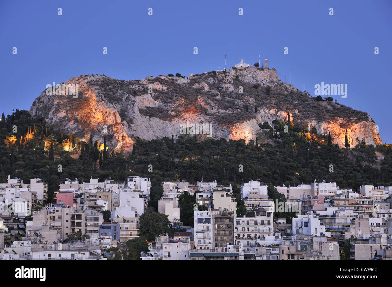 Lykavittos hill during dusk time Stock Photo - Alamy