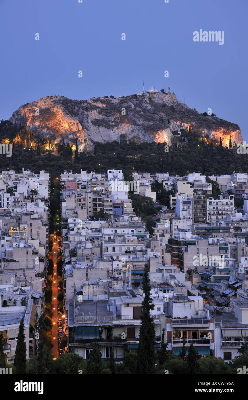 Lykavittos hill during dusk time Stock Photo - Alamy