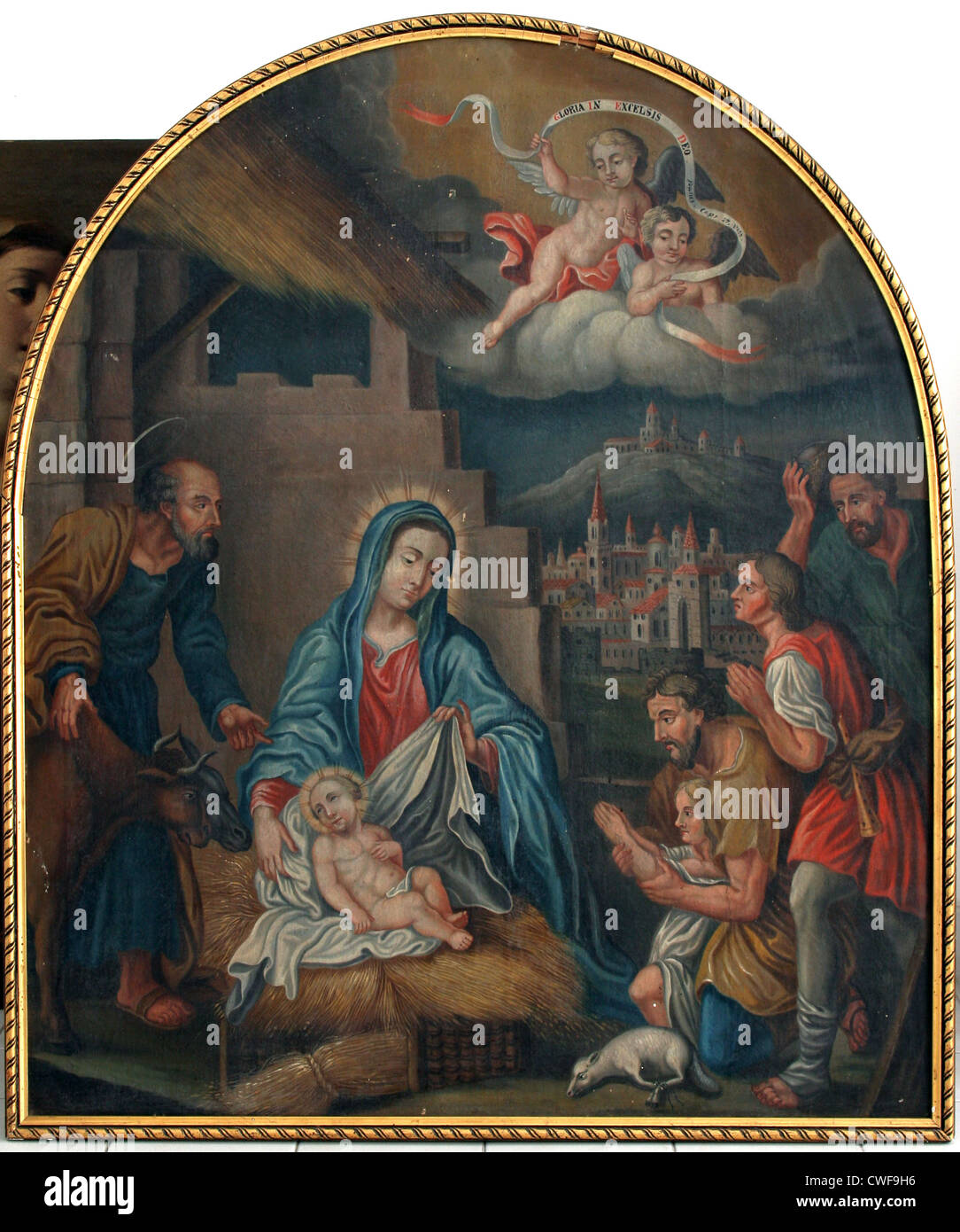 Nativity Scene, Adoration of the Shepherds Stock Photo - Alamy
