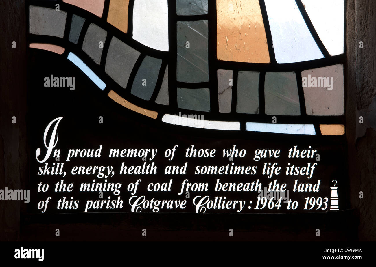 Stained glass detail, All Saints Church, Cotgrave, Nottinghamshire, UK ...