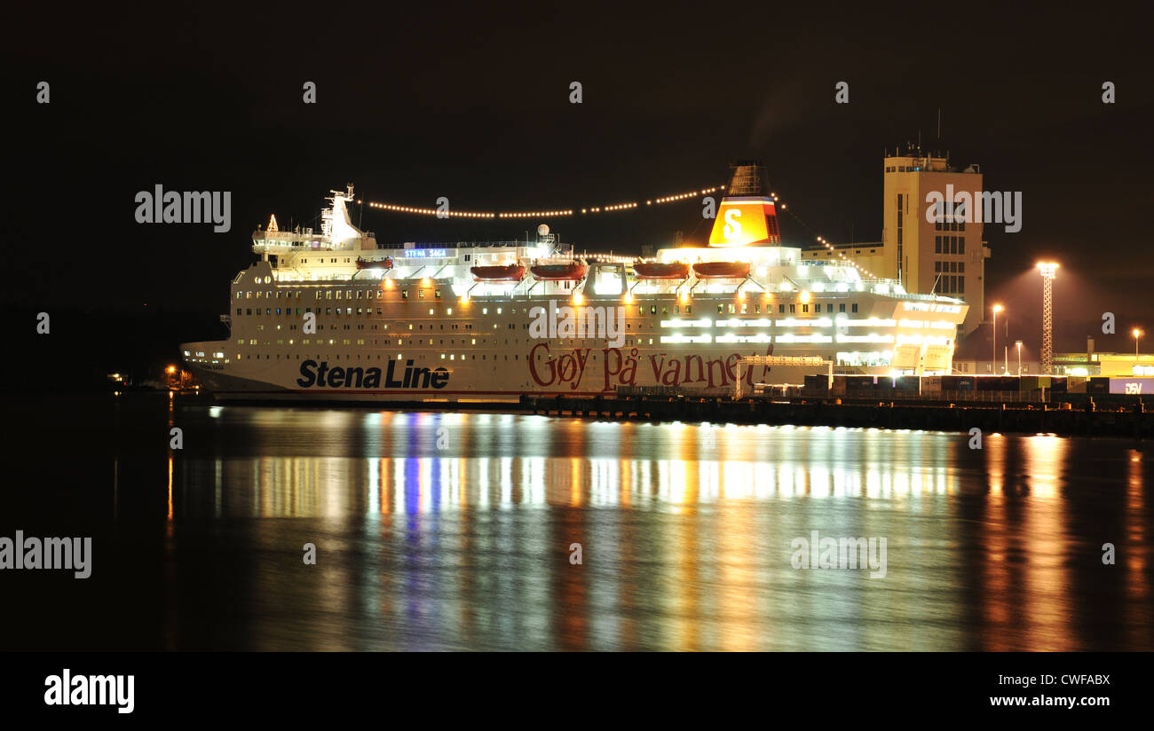 Oslo, Norway - 16 Dec, 2011: Night view of Stena Line luxury cruise ...