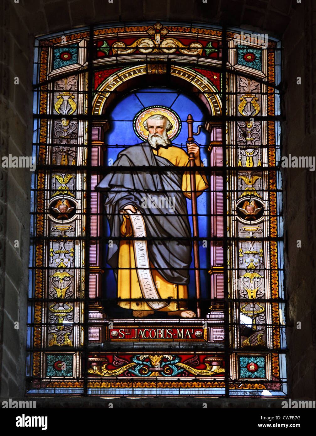 Window with St. Jacobus in the Cathedral of San Salvador, Jerez de la ...