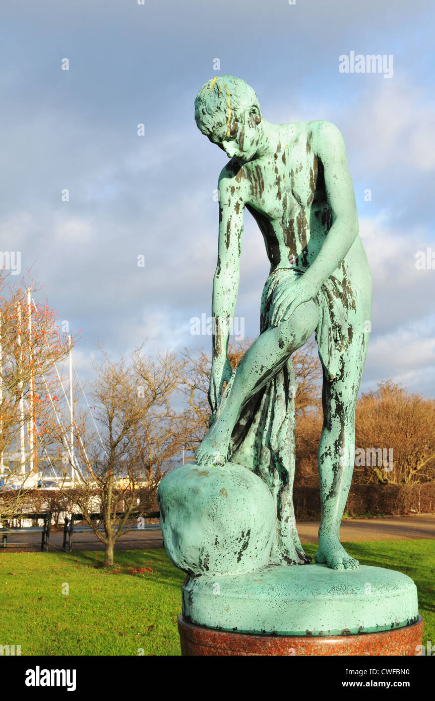 Architectural detail of bronze statue in Copenhagen, Denmark Stock ...