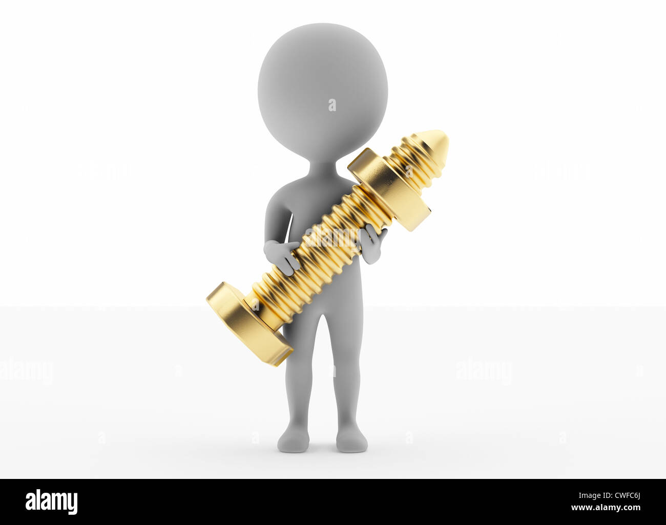 3d humanoid character hold a golden screw Stock Photo - Alamy