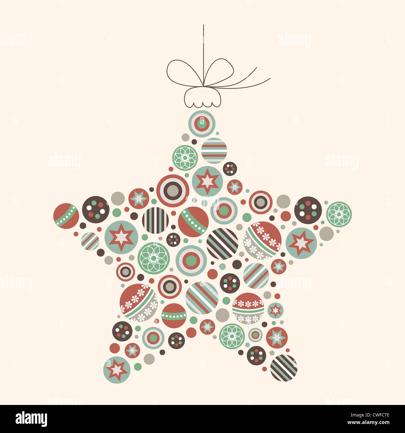 Illustration of an abstract decorated Christmas star with baubles in ...