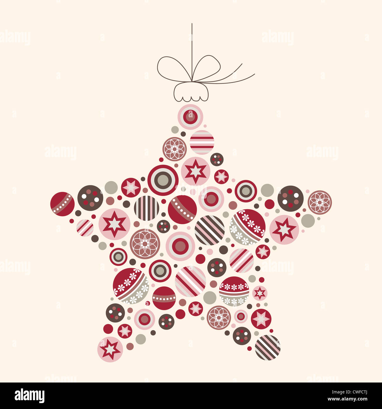 Illustration of an abstract decorated Christmas star with baubles in ...