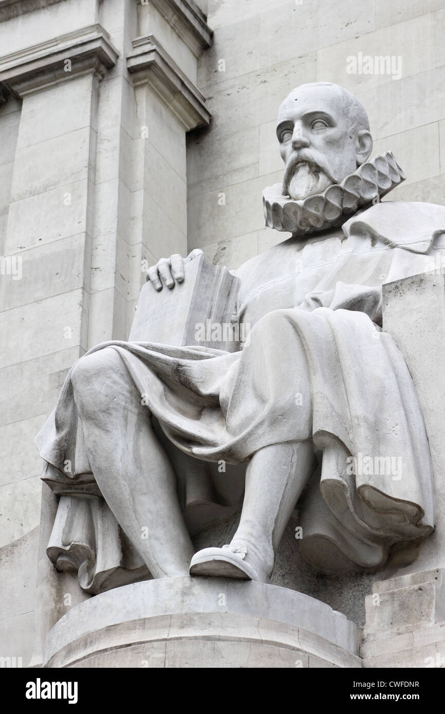 Statue of Miguel de Cervantes Saavedra, famous spanish writter, autor ...