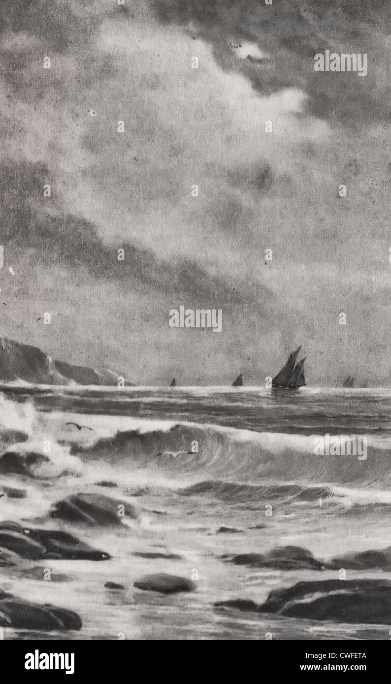 Old Ocean scene with ships Stock Photo - Alamy