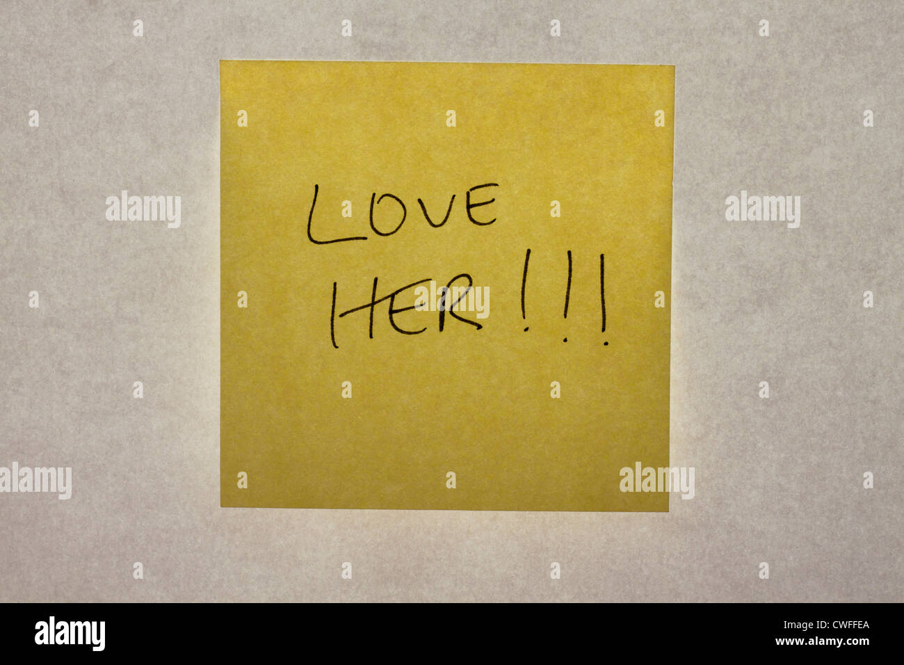 Post it message in white background with the words Love Her!!! Stock ...