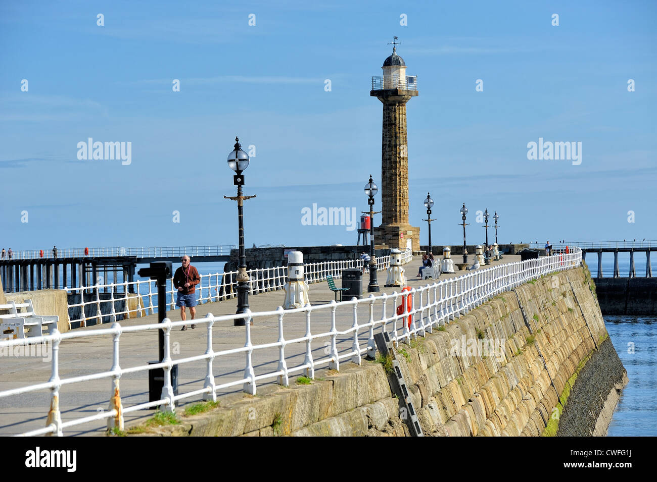 west pier lighthouse whitby north yorkshire england uk Stock Photo - Alamy