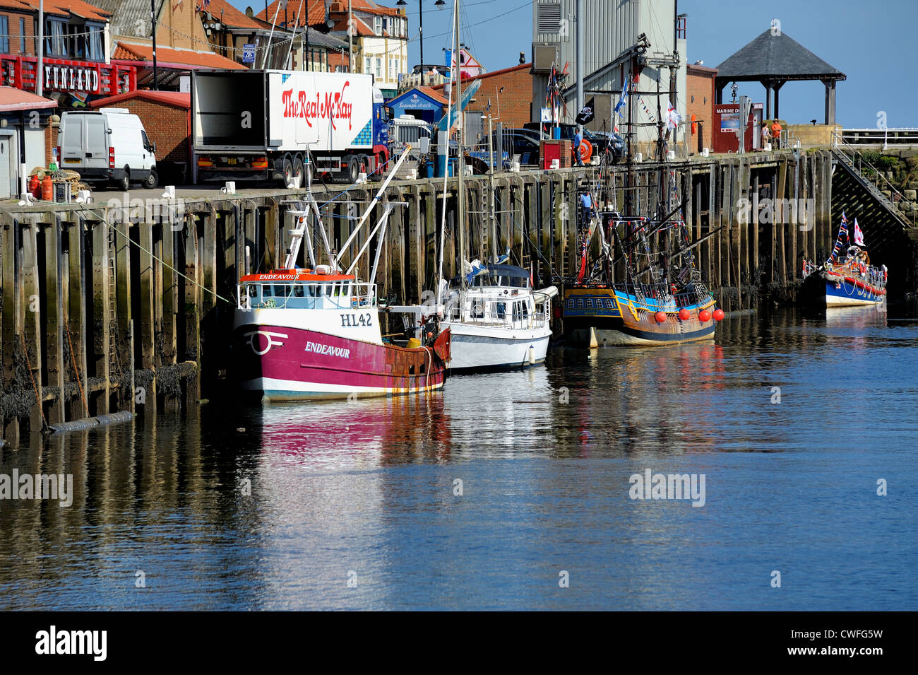 fishing boats trawlers whitby fish market north yorkshire england uk ...
