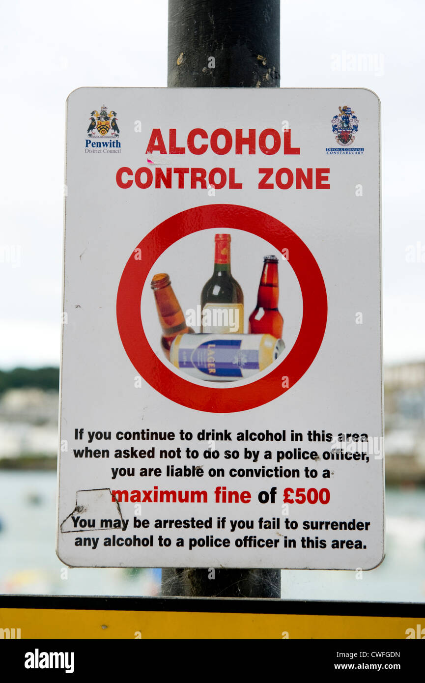 alcohol control zone sign Stock Photo - Alamy