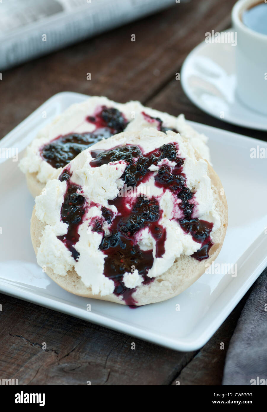 Bagel cream cheese jam hi-res stock photography and images - Alamy
