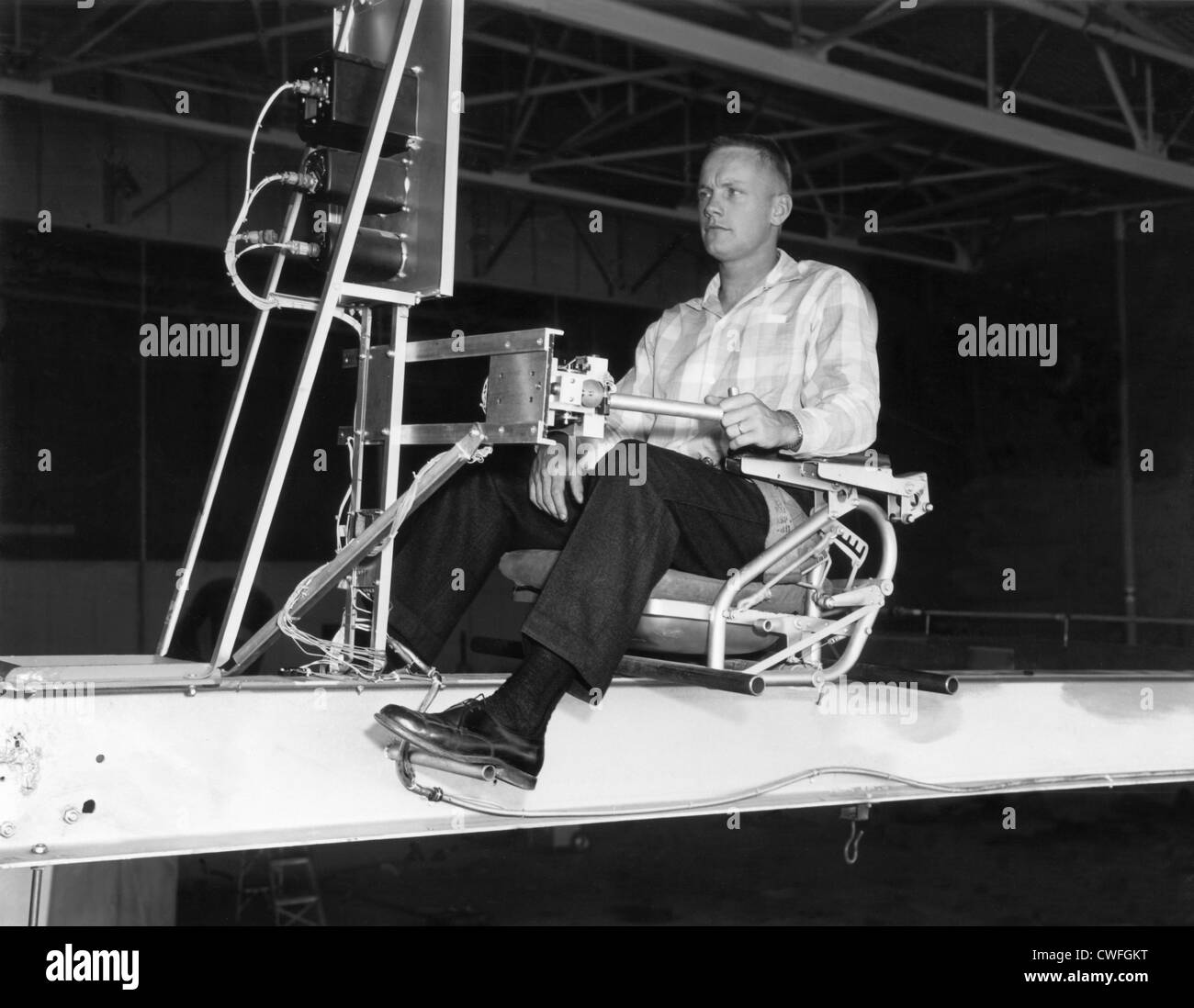 NASA test pilot Neil Armstrong operating the Iron Cross Attitude ...
