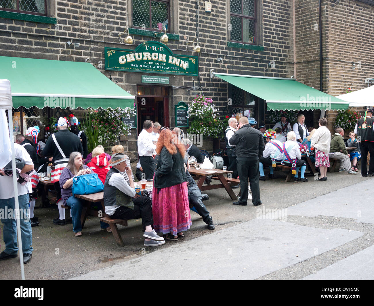 The Church Inn during the Rushcart Festival, Uppermill, Greater ...