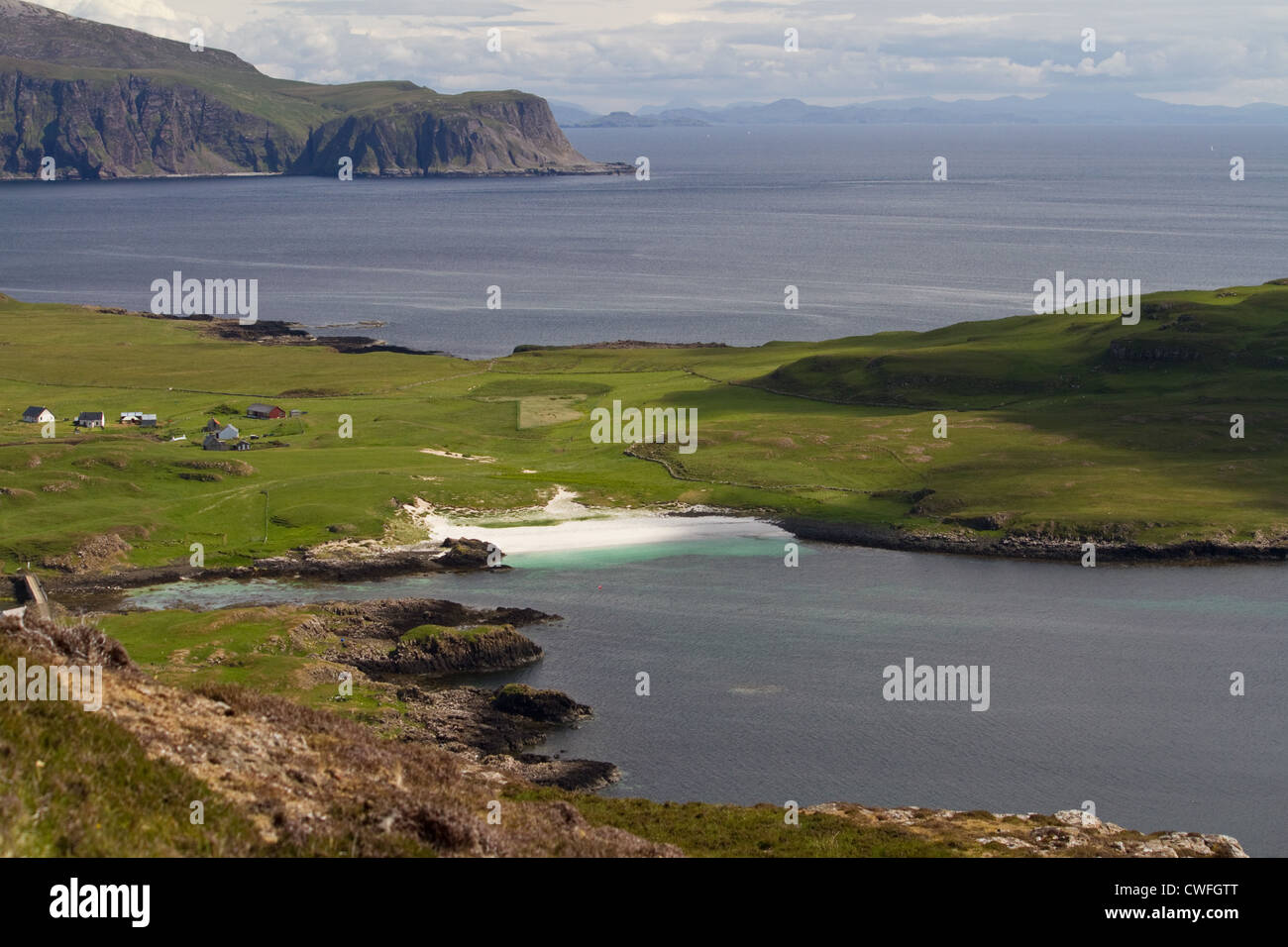 The white shell sand beach at Am Mialagan on Sanday, Isle of Canna ...