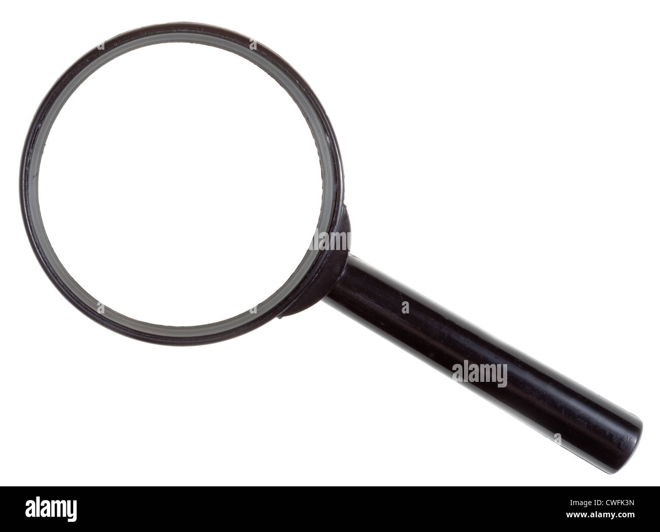 magnifying loupe in black plastic frame isolated on white Stock Photo ...