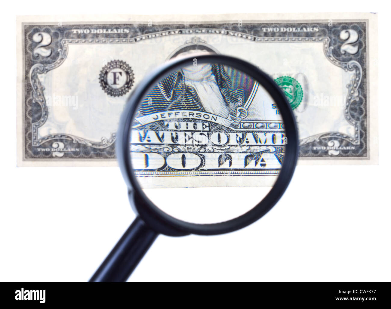magnifying loupe zoom banknote isolated on white background Stock Photo ...